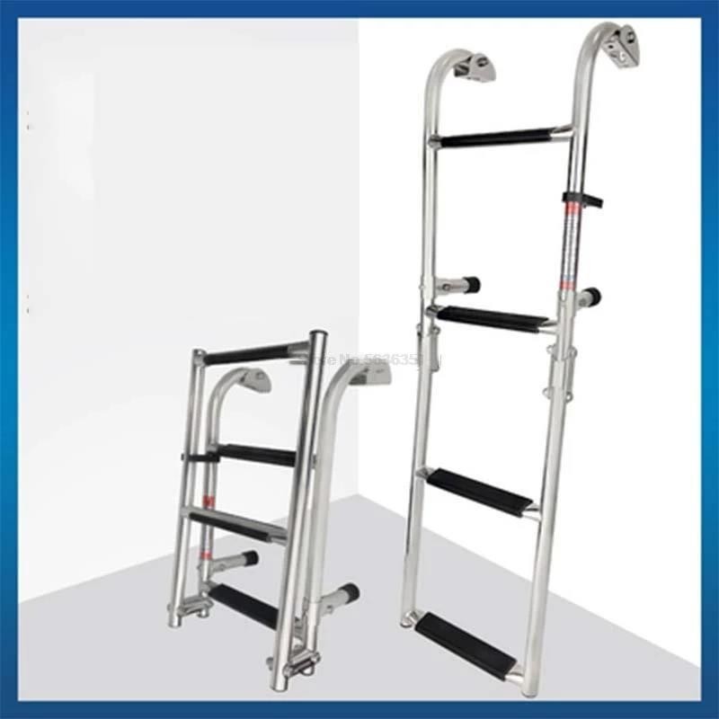 Marine Stainless Steel Telescopic Folding Ladder 4 Steps Boat Ladder ...