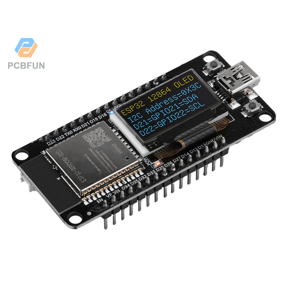 Pcbfun ESP32 ESP-WROOM-32D WIFI Development Board โมดูล Ch340C 0.96 Oled หน ้ าจอสีเหลืองสีฟ ้ า ...