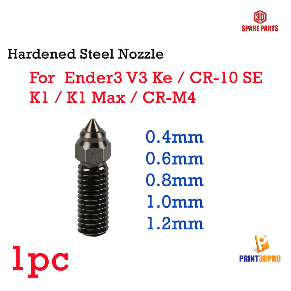 3D Part Hardened Steel Nozzle For K1 , K1 max Ender3 v3 Ke , CR-M4 ...