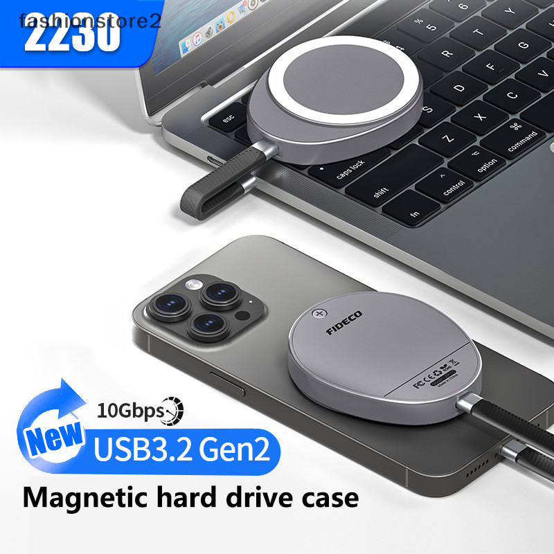 [new ] Magnetic M.2 2230 10Gbps NVMe SSD Enclosure Magsafe SSD Case USB ...
