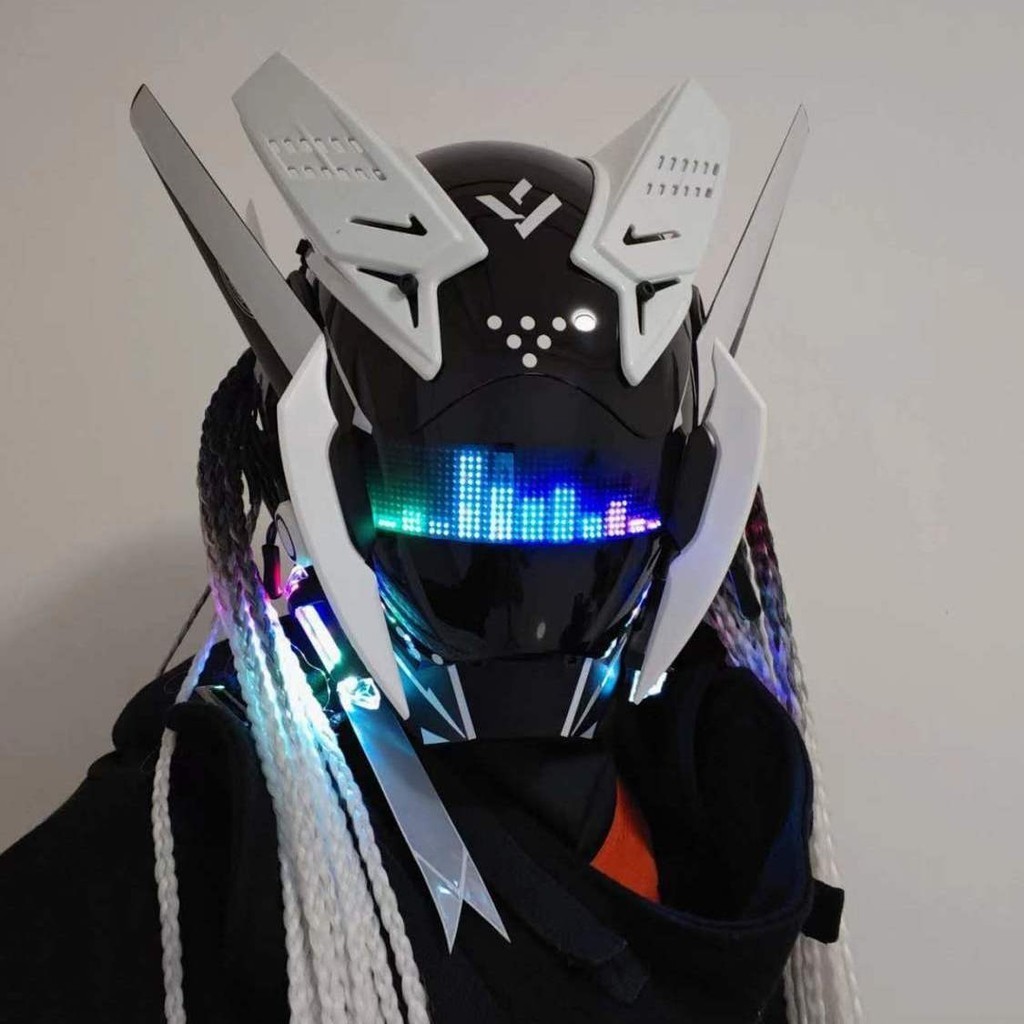 หน้ากาก Cyberpunk หน้ากากแบบชาร์จไฟได้ cos Cool Mecha อุปกรณ์ประกอบฉาก Unisex หมวกกันน็อคอัศวิน ...