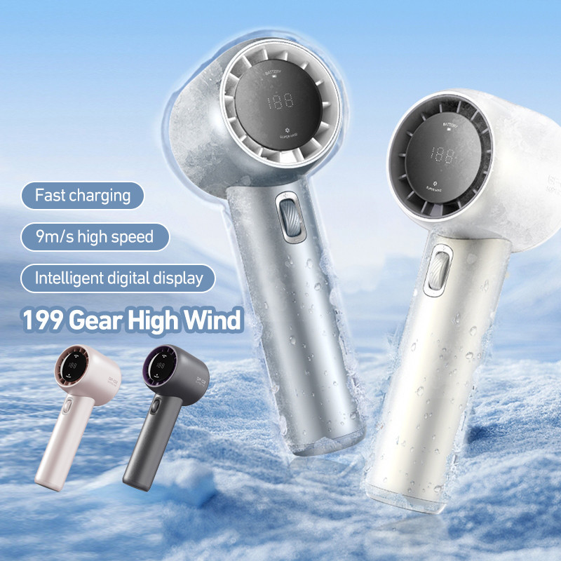 GF02 พัดลมมือถือ 199 ระดับลมแรงพัดลมไร้ใบพัดแบบพกพาแบบชาร์จไฟได้ด้วย ...