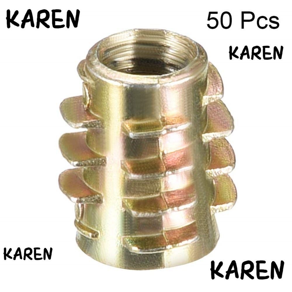 Karen 50 ชิ้นเฟอร์นิเจอร์สกรูถั่ว, สังกะสีอัลลอยด์ M6 เกลียวแทรกถั่ว ...