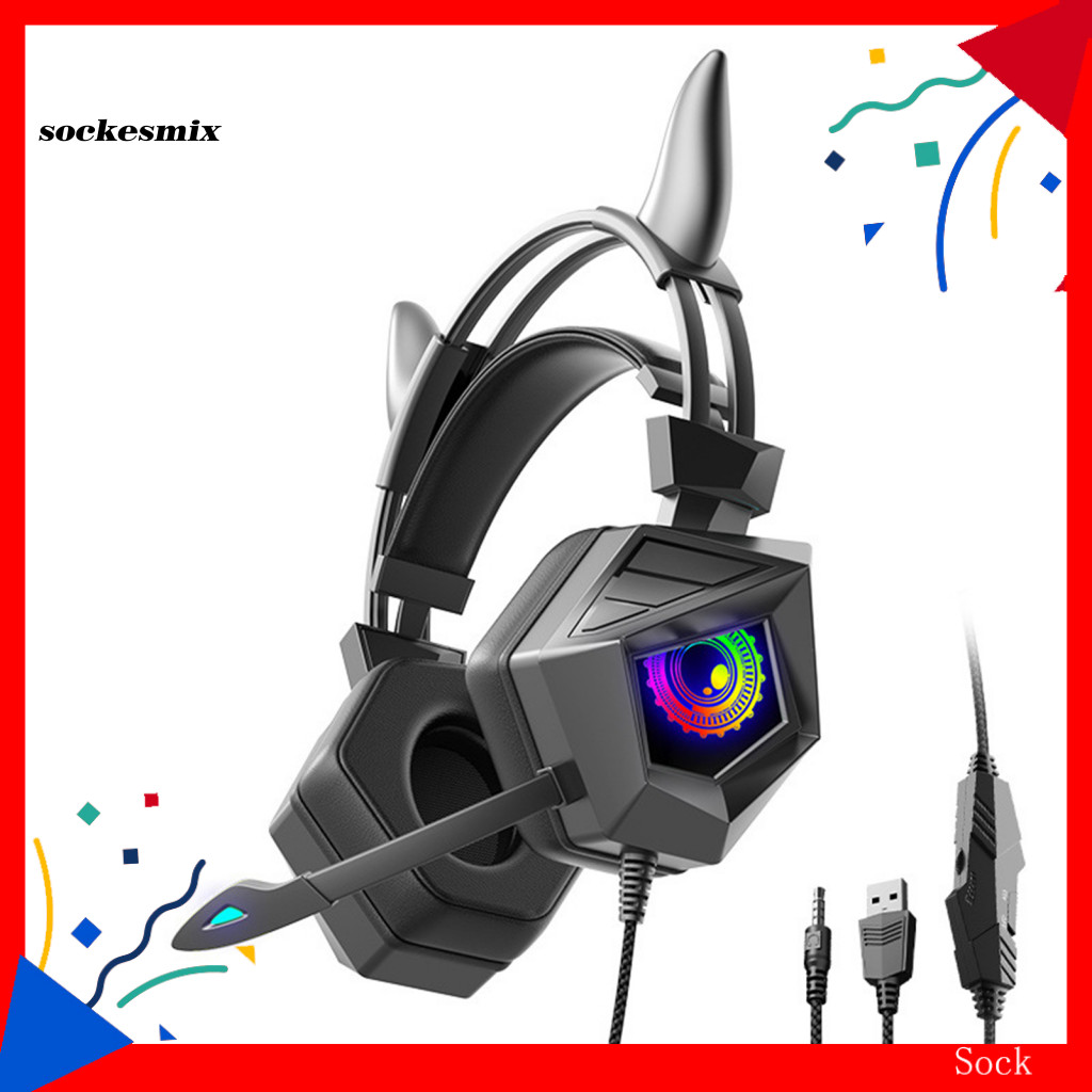 Sx ชุดหูฟังแบบมีสาย Luminous RGB Flash Light พร้อมไมโครโฟน 35 มม./USB ...