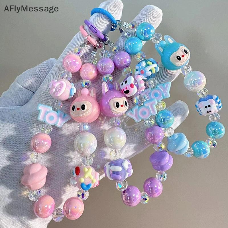 Afl การ์ตูน Labubu Letter Beaded โทรศัพท์ Chain เคสโทรศัพท์จี้กระเป๋า ...