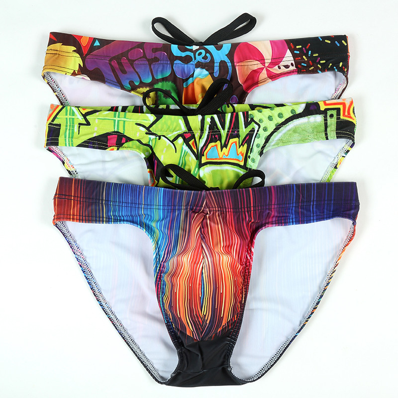 กางเกงว่ายน้ําแฟชั่นชุดว่ายน้ําผู้ชายยืดหยุ่น Low Rise Beachwear Pool ...