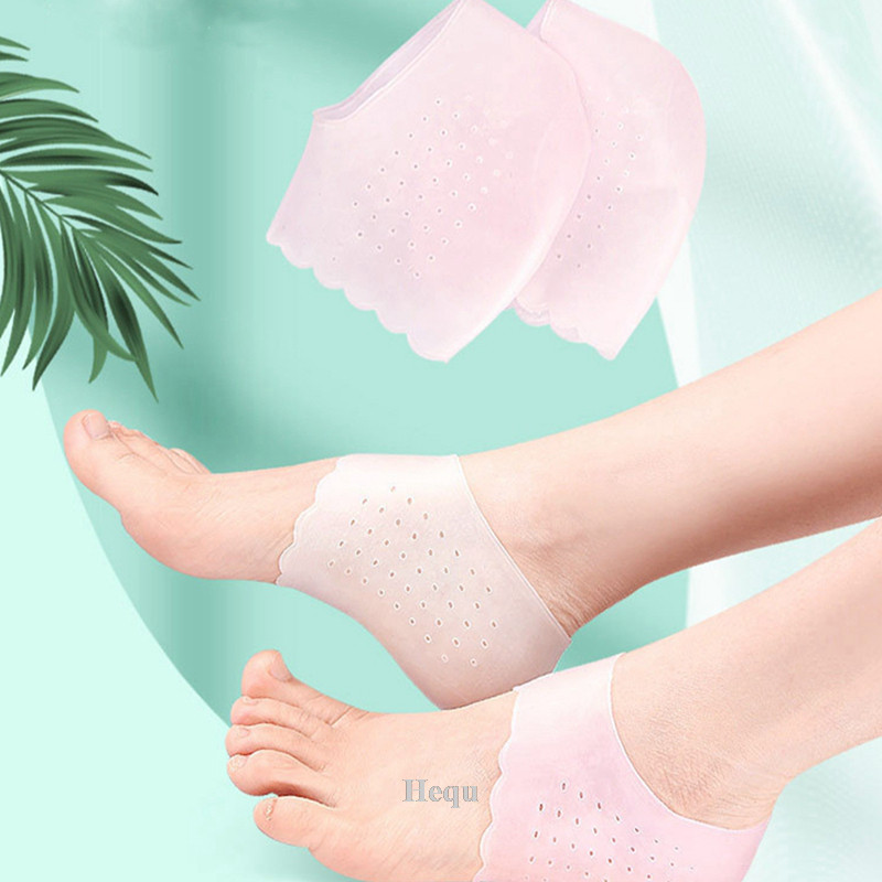 Hequ ถุงเท้าเจลลูกไม้ ป้องกันส้นเท้าแตก ให้ความชุ่มชื้น 1 คู่ | Shopee ...