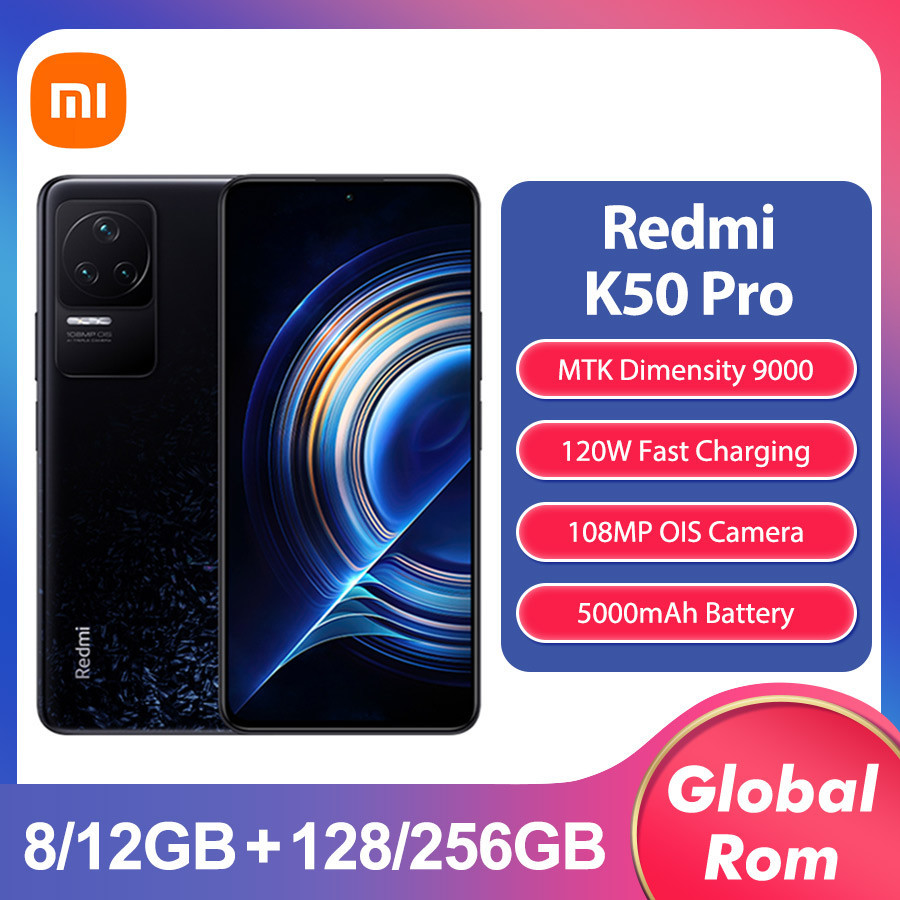 Xiaomi Redmi K50 Pro 5G Global ROM MTK ขนาด 9000 2K OLED หน้าจอตรง 120W ชาร์จเร็วกล้อง 108MP OIS ...