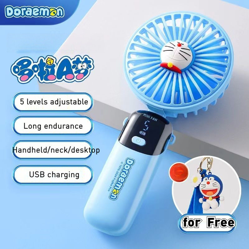 DORAEMON พัดลมมือถือ USB พับเก็บได้แบบพกพามินิสามารถเติมเงินได้เงียบสก์ท็อปพัดลมนักเรียน ...