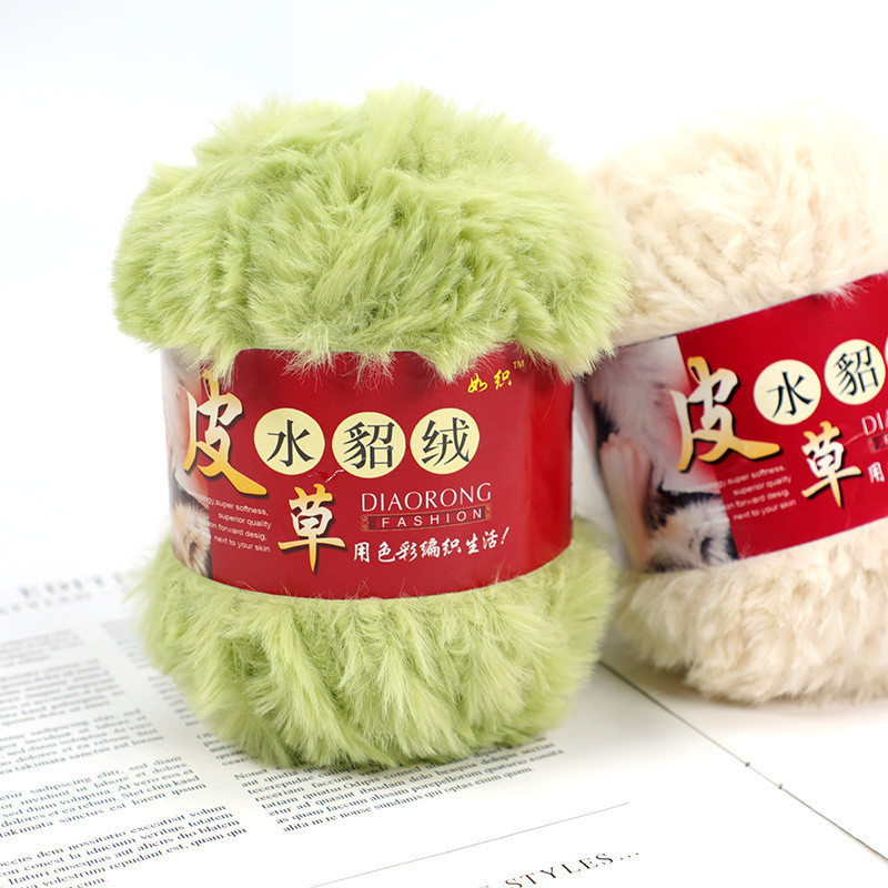 Ruzhi Fur Thread Yarn Ball ขายส่งขนสัตว์ยาวเลียนแบบ Mink ขนสัตว์ ...
