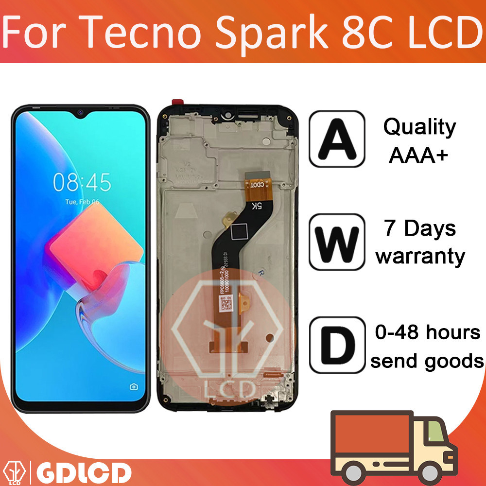 สําหรับ Tecno Spark 8C LCD KG5K LCD กรอบจอแสดงผล Touch Screen Digitizer ...