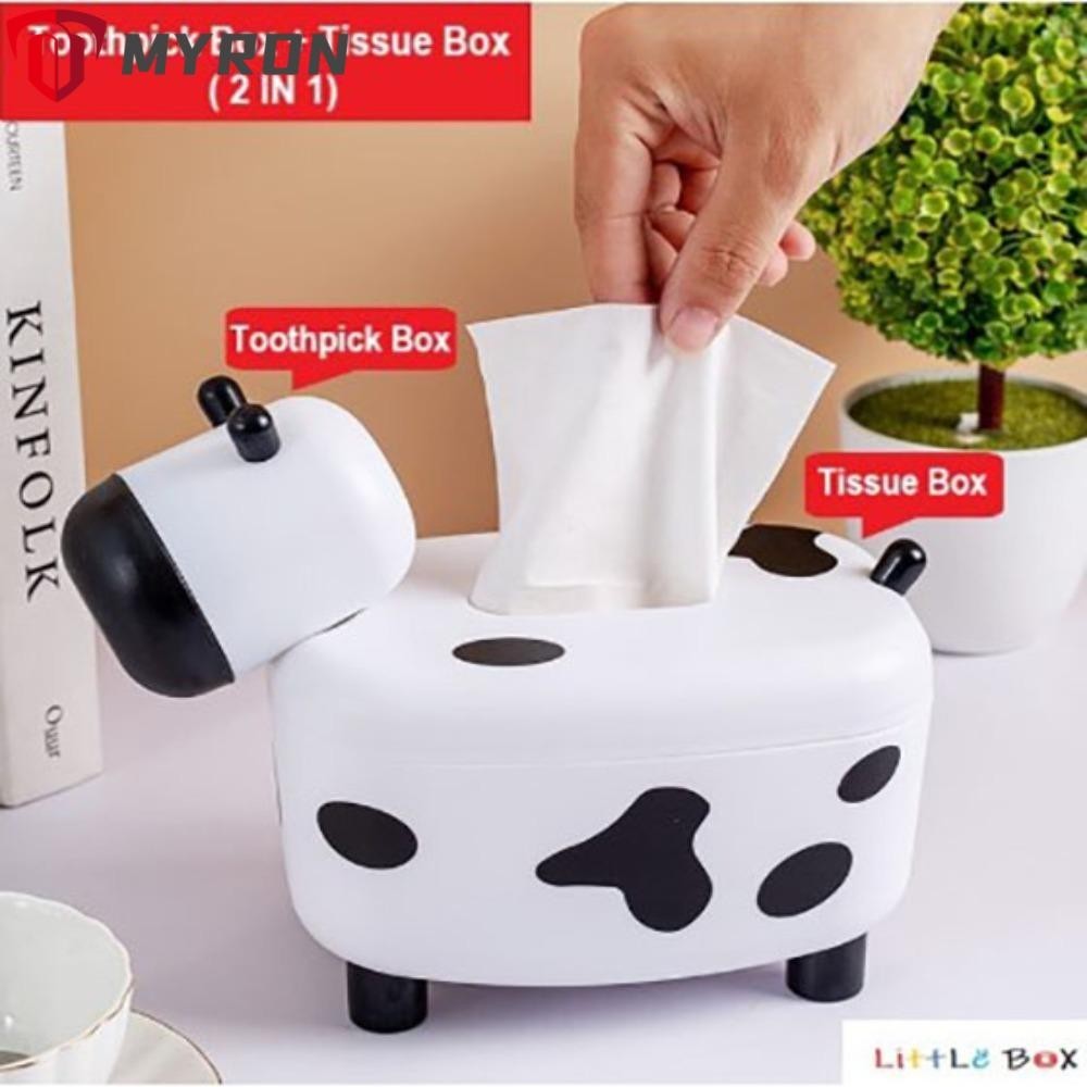 กล่องไม้จิ้มฟัน MYRON, ABS ที่ถอดออกได้ 2 in 1 Cow กล่องกระดาษทิชชู ...