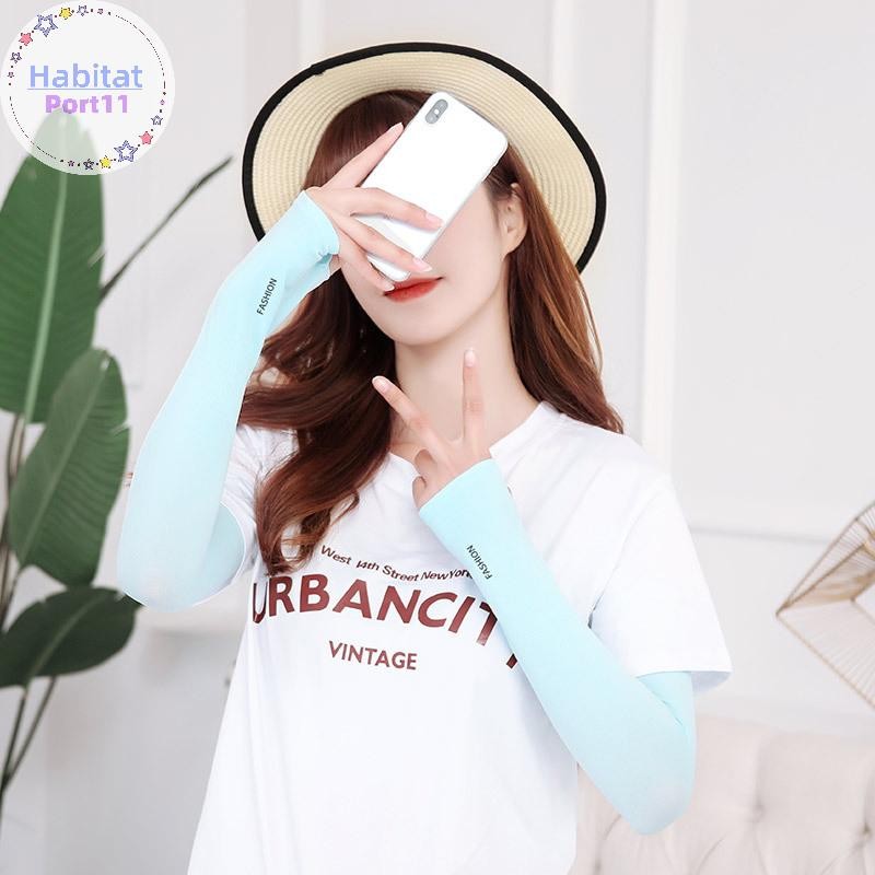 Habitatport วิ่งแขนแขนผ้าไหมน้ําแข็ง Sun-resistant ถุงมือยาวบาสเกตบอล ...