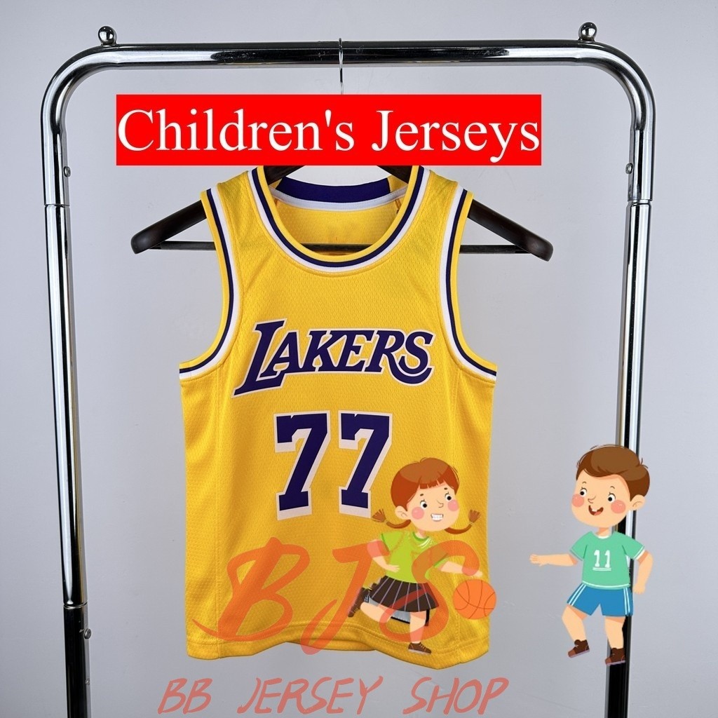 เสื้อบาสเก็ตบอลเยาวชน Lakers #77 Donči เสื้อกั๊กกีฬาสําหรับเด็ก ...