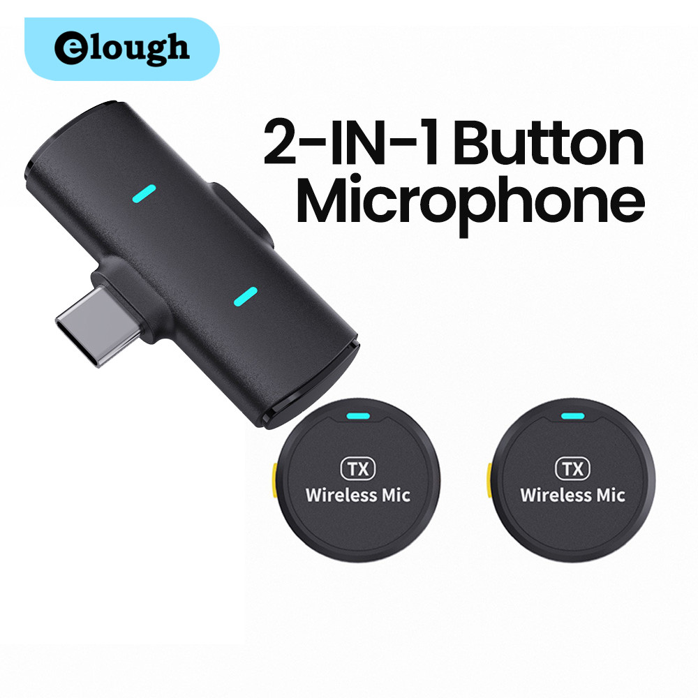 Elough ใหม่ 2in1 ไมโครโฟนไร้สายแบบหนีบเสื้อสําหรับการสัมภาษณ์วิดีโอ ...
