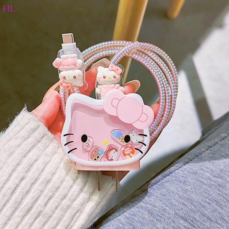 Fil น่ารัก Hello Kitty Charger ข้อมูลสายสําหรับ IPhone 20W Charger Case ...