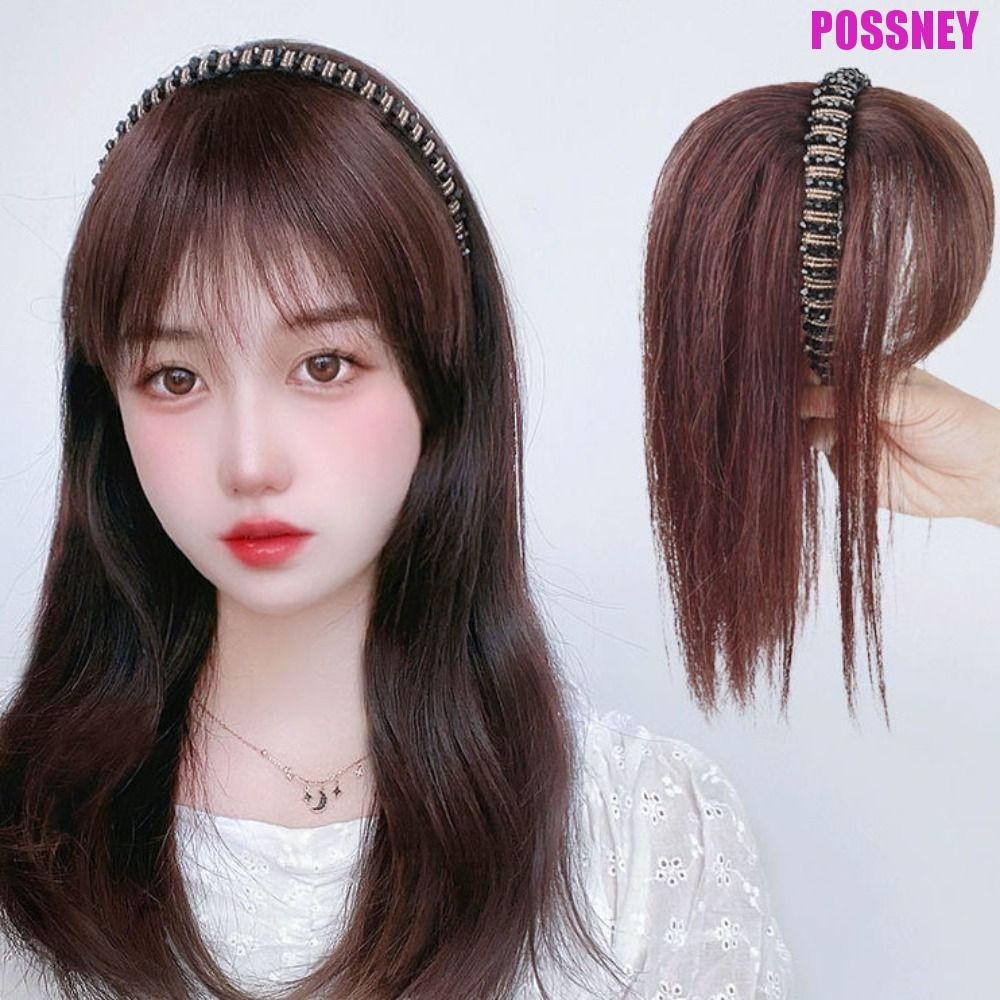 Possney Hair Hoop Bangs สีน ้ ําตาลปลอมเปลี ่ ยนอุปกรณ ์ เสริมผมความร ้ ...