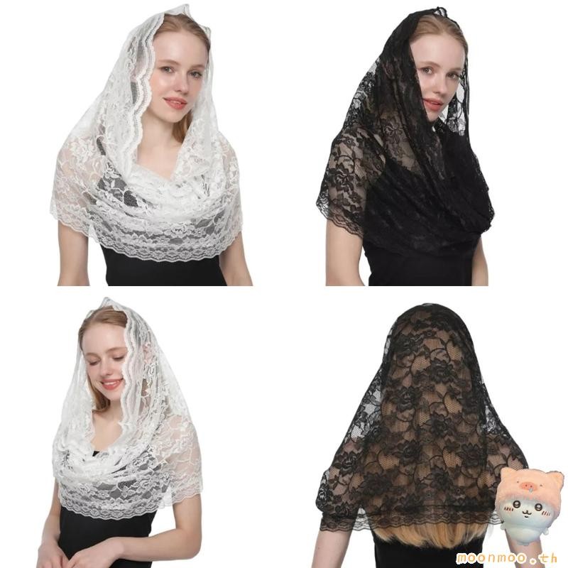 Moon Elegant Lace Mantilla Veil สําหรับงานแต่งงานแบบดั้งเดิมลูกไม้ ...
