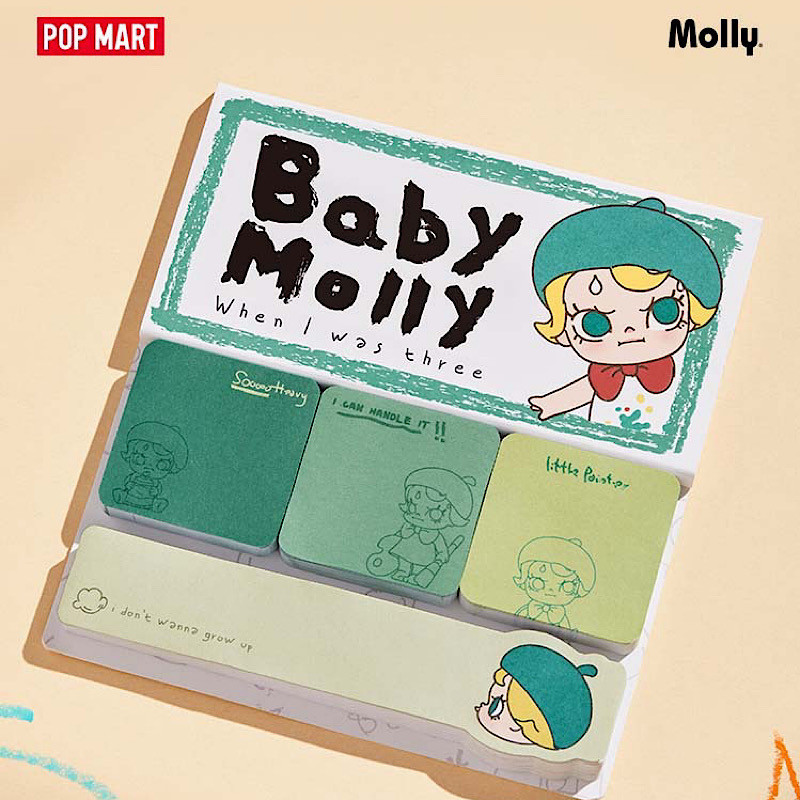 POPMART BABY MOLLY Sticky notes เมื่อฉันอายุสามซีรีส์ โพสต์อิท เครื่อง ...