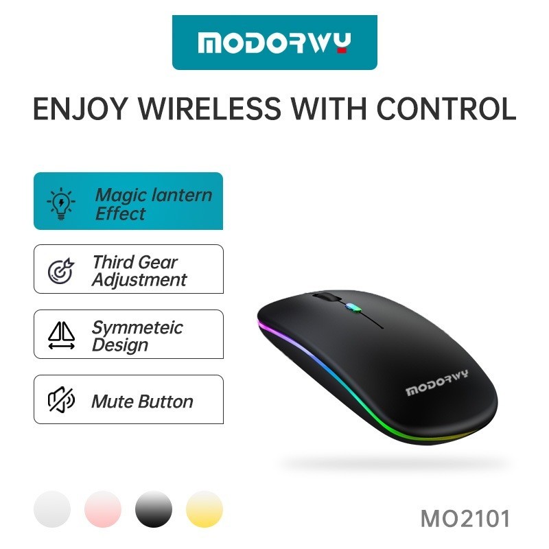 MODORWY MO2101 เมาส์ไร้สาย Wireless Mouse 2.4G พร้อมตัวรับสัญญาณ USB 3 ระดับ DPI 1600DPI สําหรับ ...