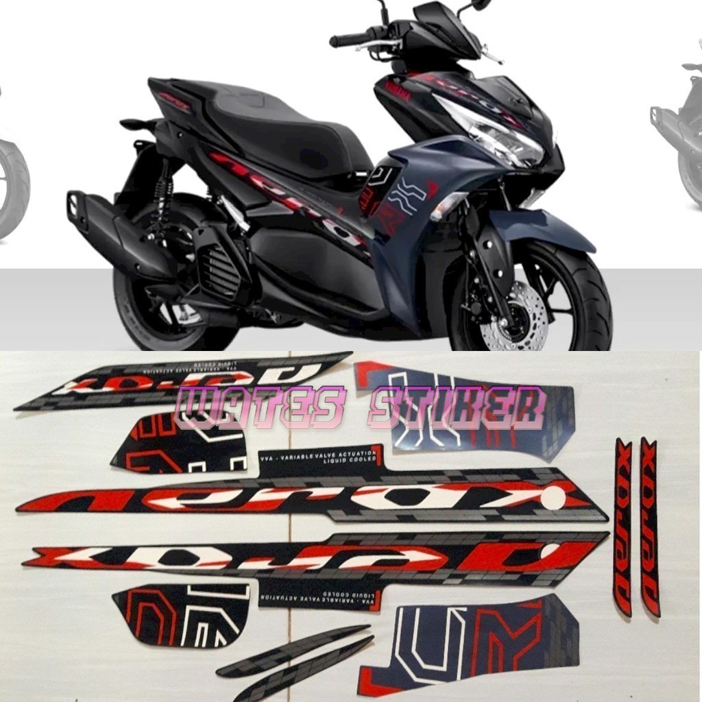 Hitam Striping Decal Pole สติกเกอร์ Yamaha Aerox rc 155 2023 2024 สีดํา ...
