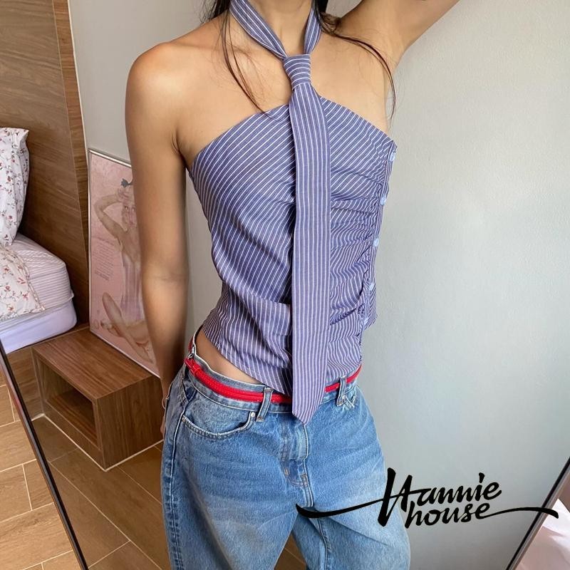 Hannie House- เสื ้ อเชือกแขวนคอลายเปลือยฤดูร ้ อนสําหรับผู ้ หญิง ...