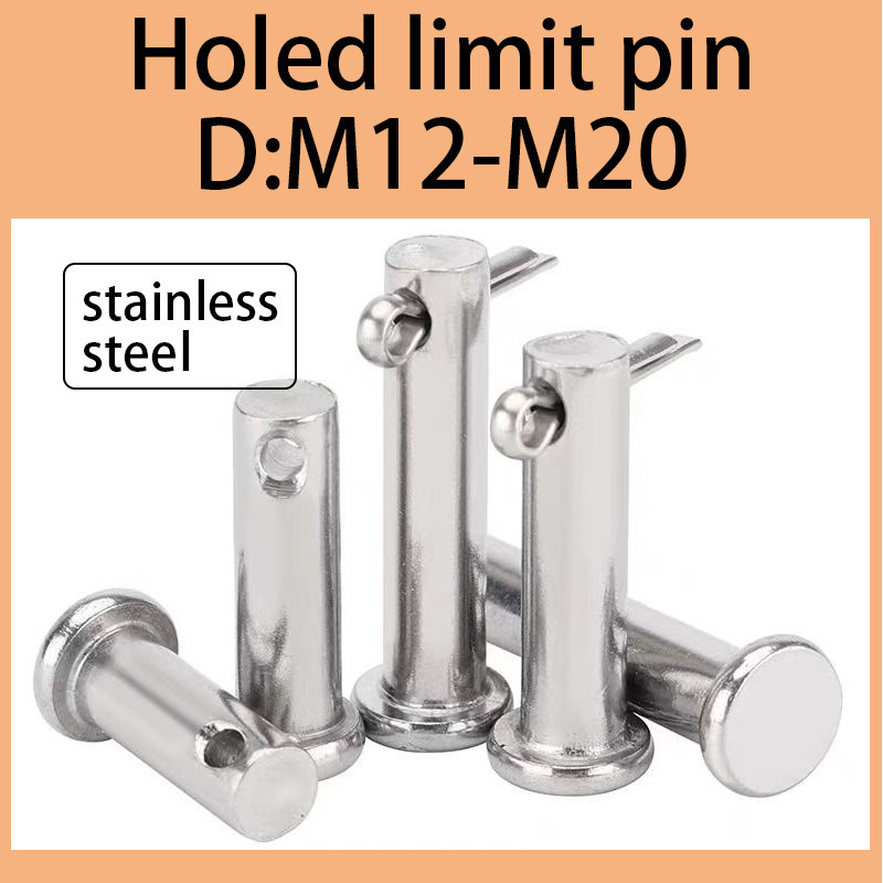 หมุดพิน ปิ๊น สลัก หัวกลมแบน สแตนเลส 304 แถมปิ้นเสียบ M12 M14 M16 M20 ...