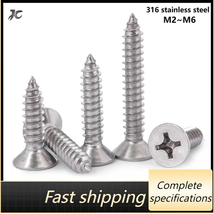 สกรู สแตนเลส 316 หัวเตเปอร์ แฉก เกลียวปล่อย ปลายแหลม M2 M3 M4 M5 M6 น็อต Flat Head Phillip ...