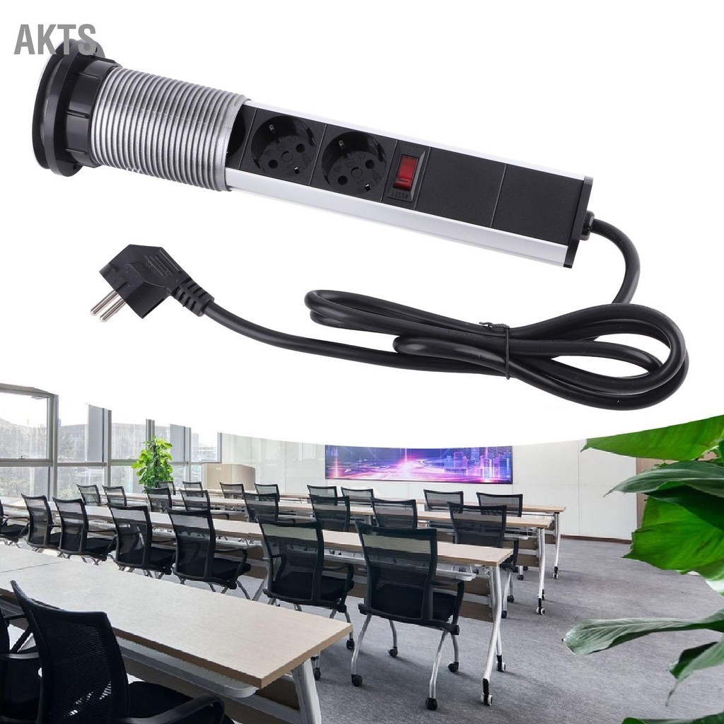 AKTS ดึง Pop Up SOCKET 3 ปลั๊ก EU และ USB อลูมิเนียมอัลลอยด์ฝัง ...