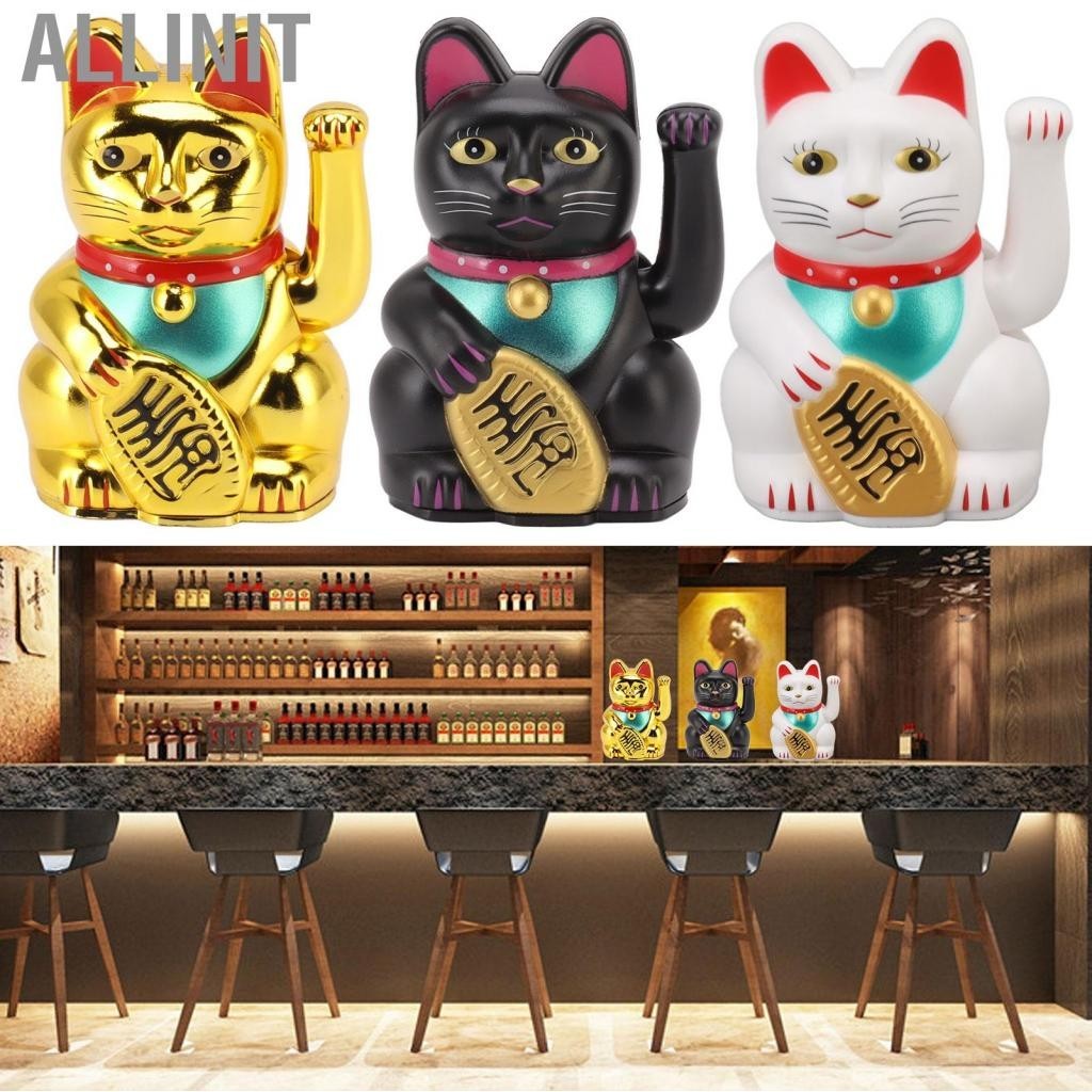 Allinit 4 นิ้ว Lucky Cat Decor มือโบกต้อนรับสำหรับ Home Desk ...