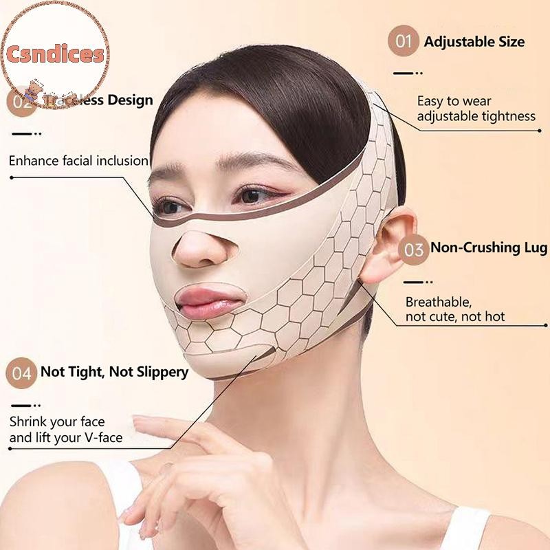 Csndices Breathable V Face Band Cheek Lift Up Face Thin Belt ลดคางคู่ V ...