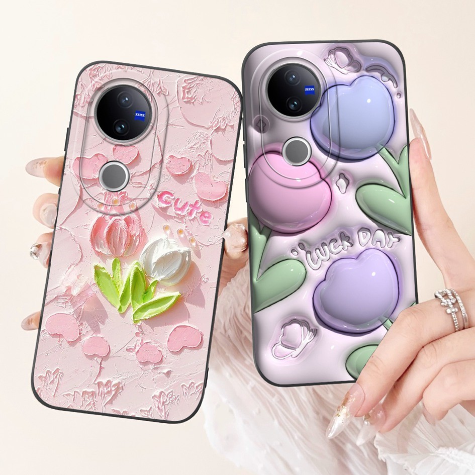 ปลอกกันกระแทกสําหรับ Vivo V50 5G V2427 กรณี 2025 ใหม่แฟชั่นดอกทิวลิป ...