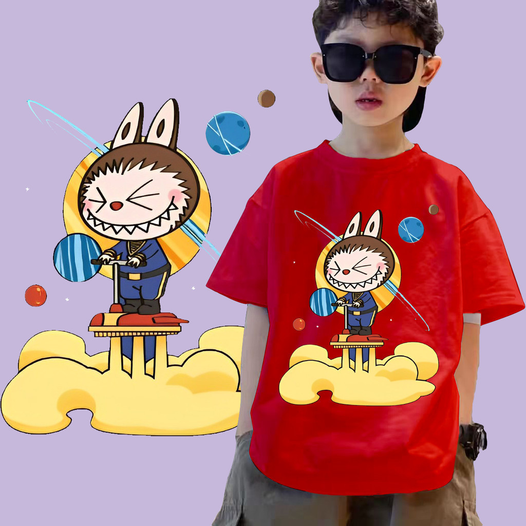 2024 แฟชั ่ น Labubu Labu Boo เสื ้ อยืดเด ็ กการ ์ ตูน Pop Mart การ ...