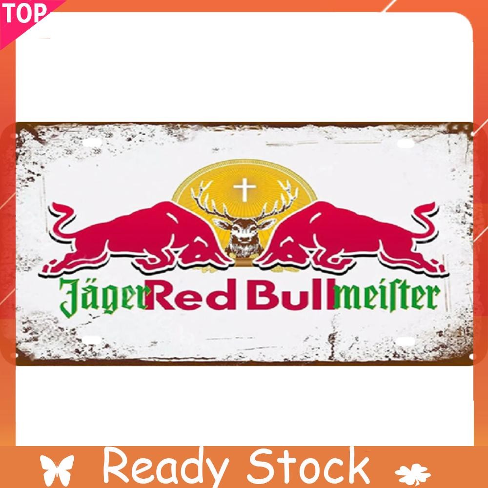 Vintage Metal Plate Red Bull ภาพวาดเหล็กสี่เหลี่ยม Wall Art Bar ...