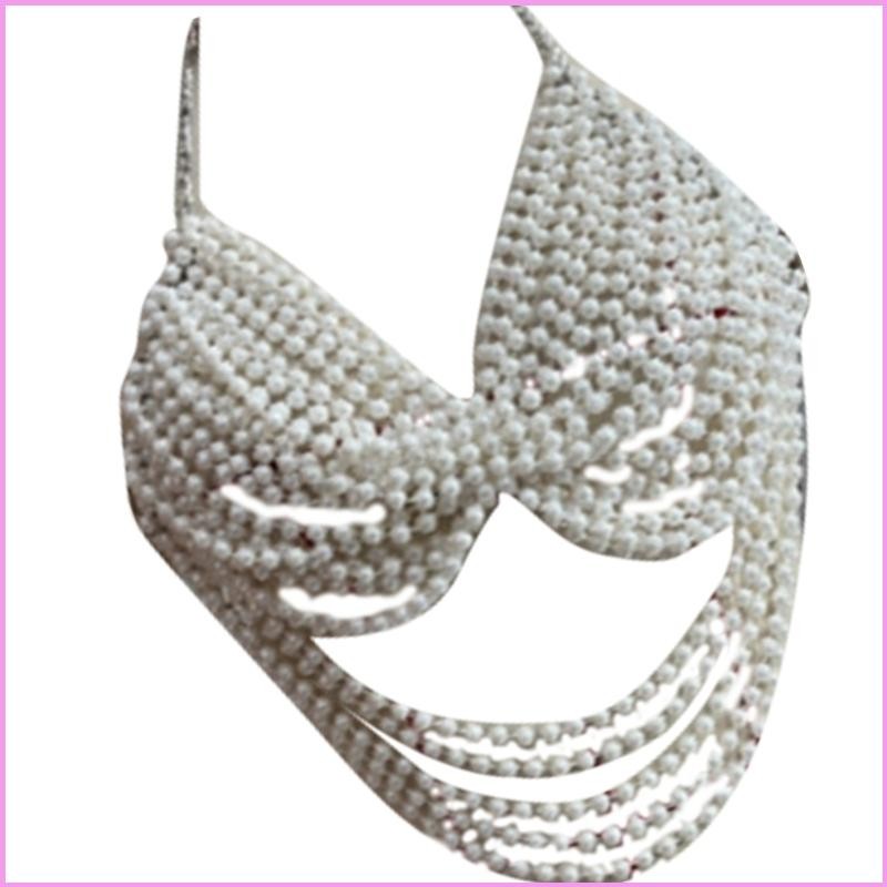Cinn บิกินี่โซ่ชายหาด Body Chains Bra Pearls Chest Chain Body อุปกรณ์ ...