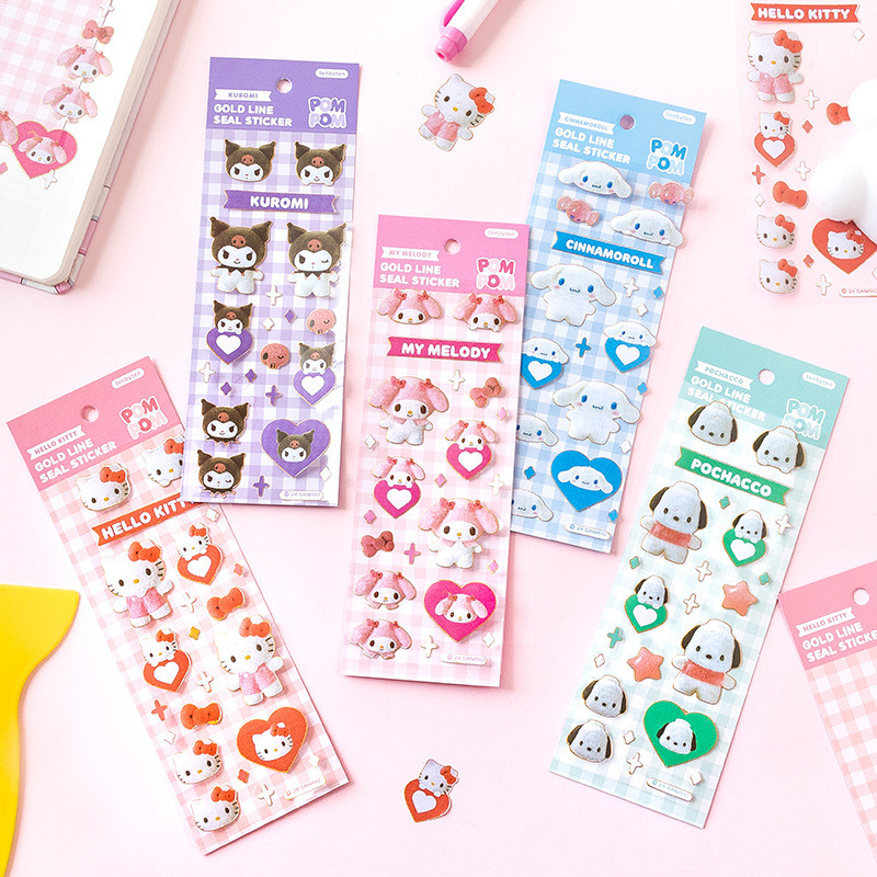 Sanrio Gold Line Sticker PET สติ๊กเกอร์กันน้ํา DIY ตกแต่งโน๊ตบุ๊ค ...