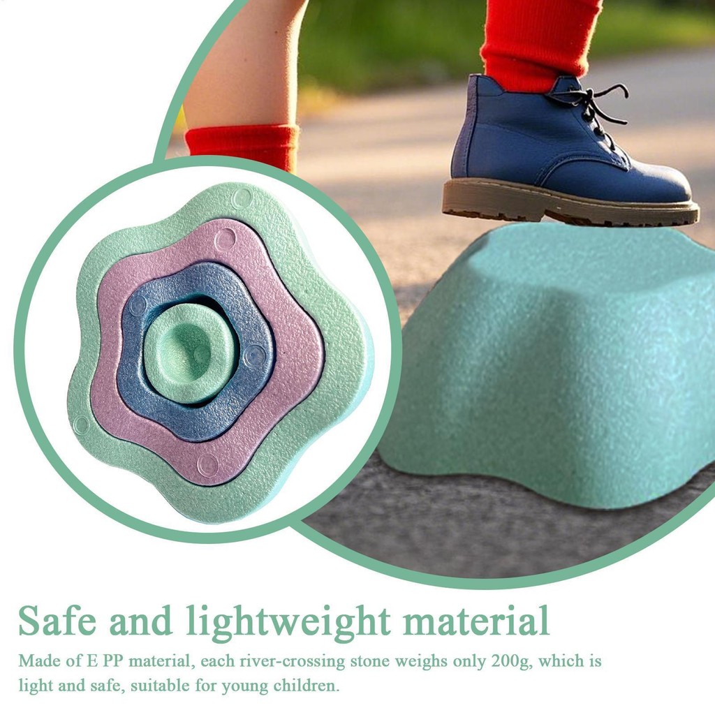 สมดุล Stepping Stones เด็กลื่นที่มีสีสัน Bounce ซ้อนบล็อกหิน 4x ...