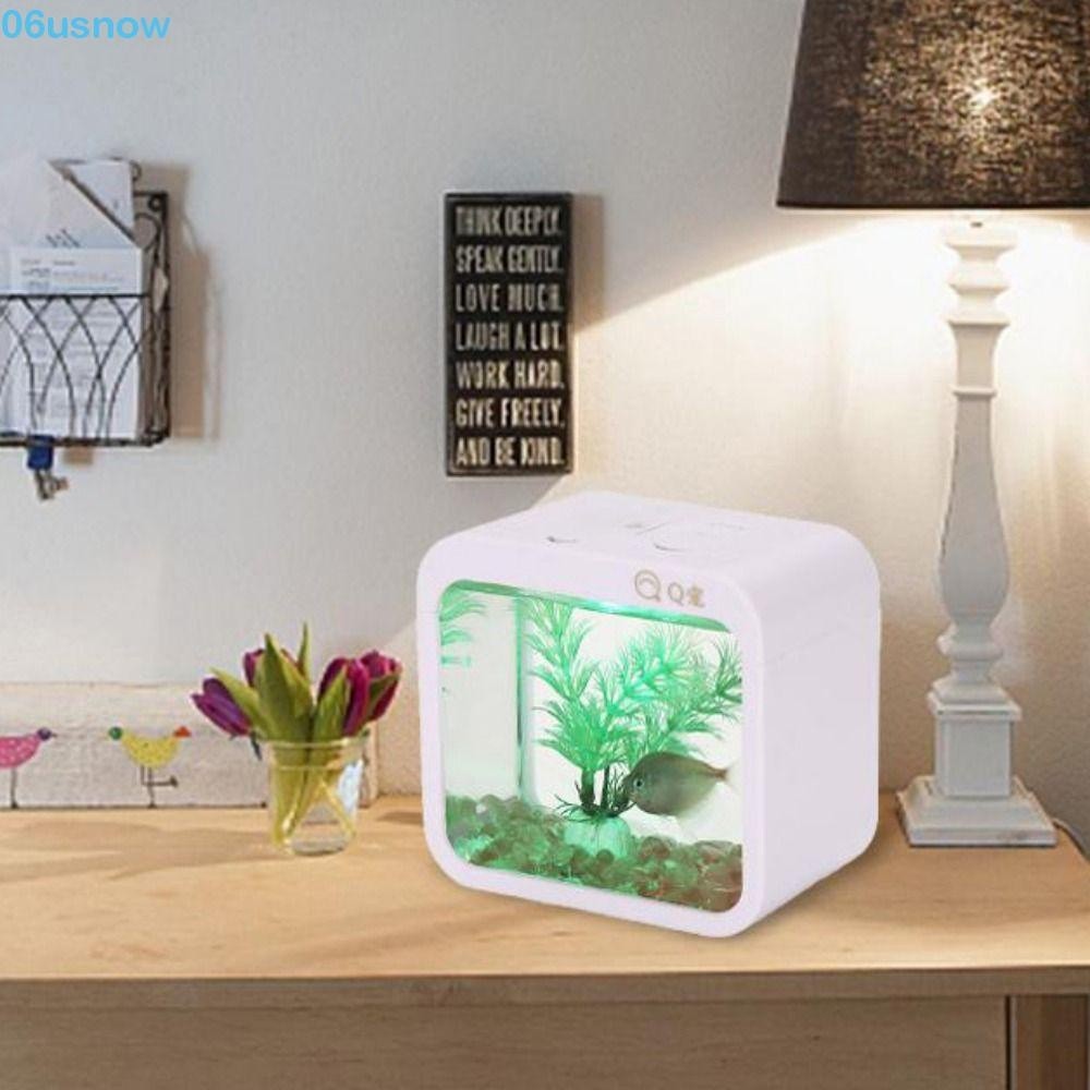 USNOW Mini Desktop Fish Tank, Mini Plastic Fighting Fish LED Fish Tank ...