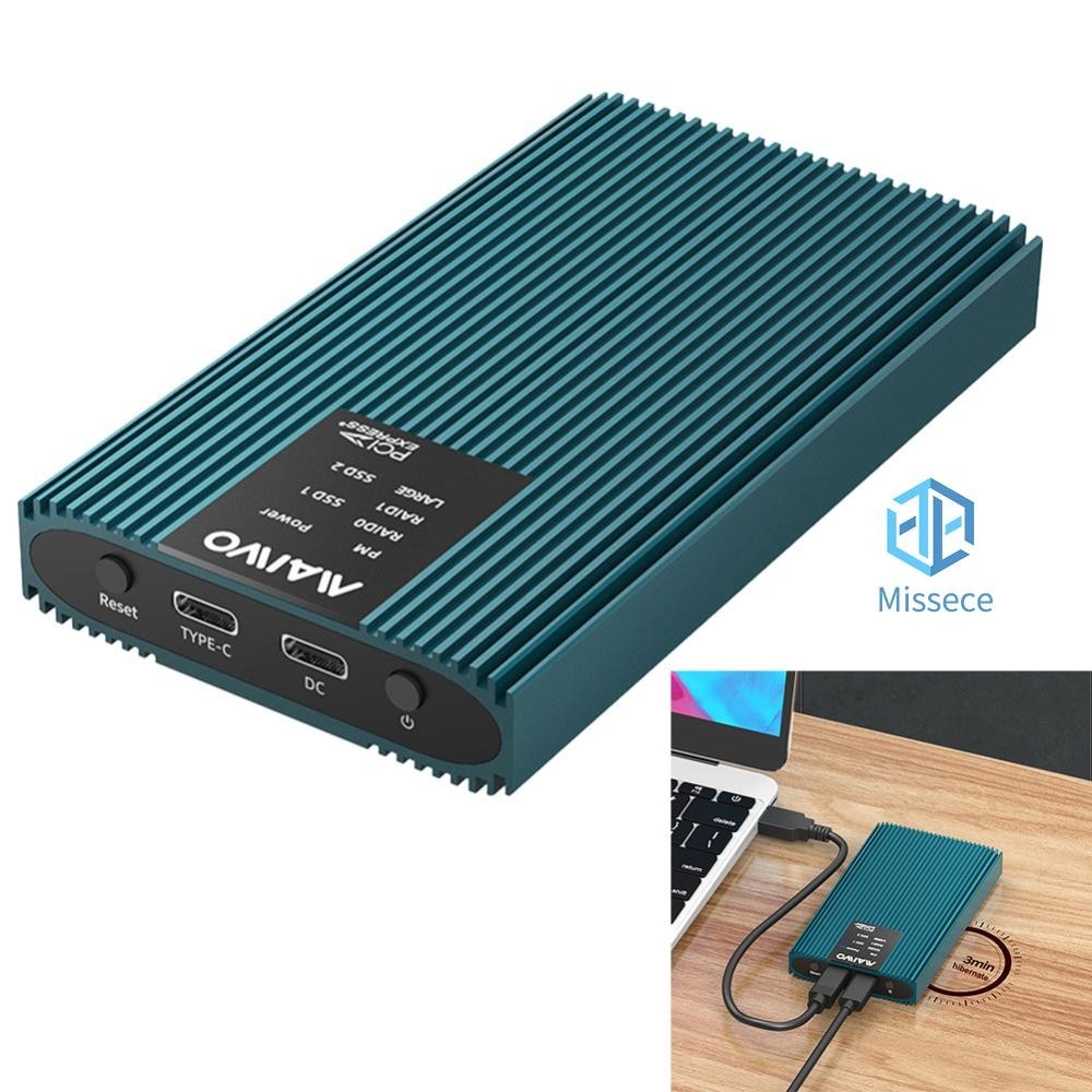 Dual Bay NVMe RAID Enclosure USB3.2 GEN2x2 20Gbps M.2 NVMe SSD Reader เ ...