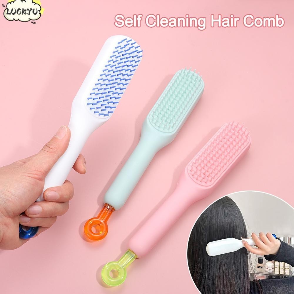 Luckyu Magic Retractable Comb, Self Cleaning Smoothing Self Cleaning ...