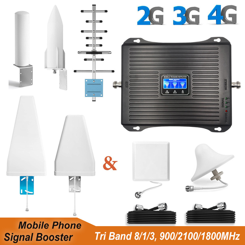 สัญญาณโทรศัพท์มือถือ Booster Big Power Gain 28dBm Tri Band 8/3/1 GSM ...