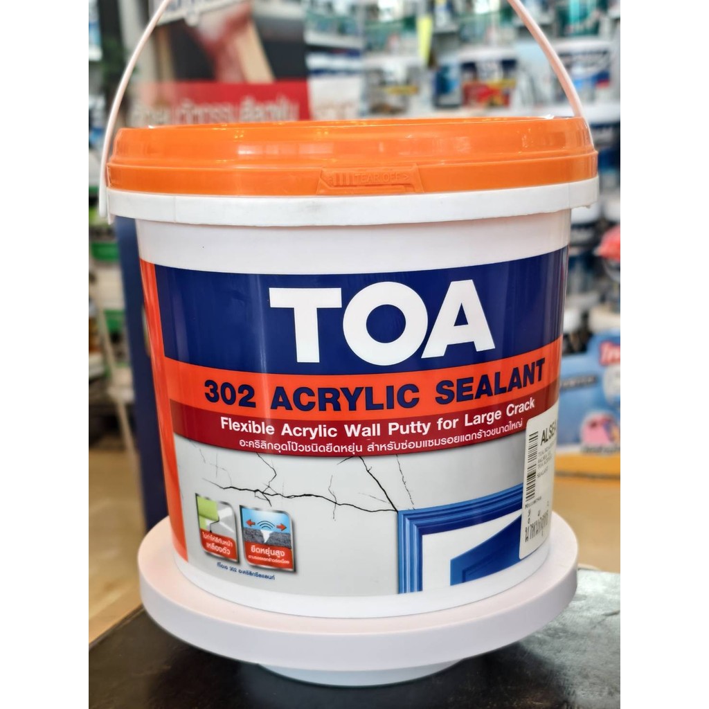 TOA 302 อะคริลิกอุดโป๊ว ชนิดยืดหยุ่น (4 กก.) ทีโอเอ 302 อะคริลิกซีลแลนท์ อุดโป๊ว ซ่อมรอยแตกร้าว ...