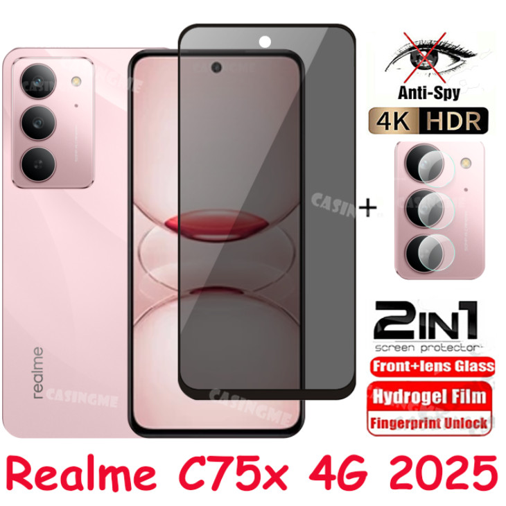 สําหรับrealme C75X 4Gกระจกนิรภัยส่วนตัวAnti-Spyคลุมทั้งหมดป้องกันหน้าจอAnti Peekความเป็นส่วนตัว ...