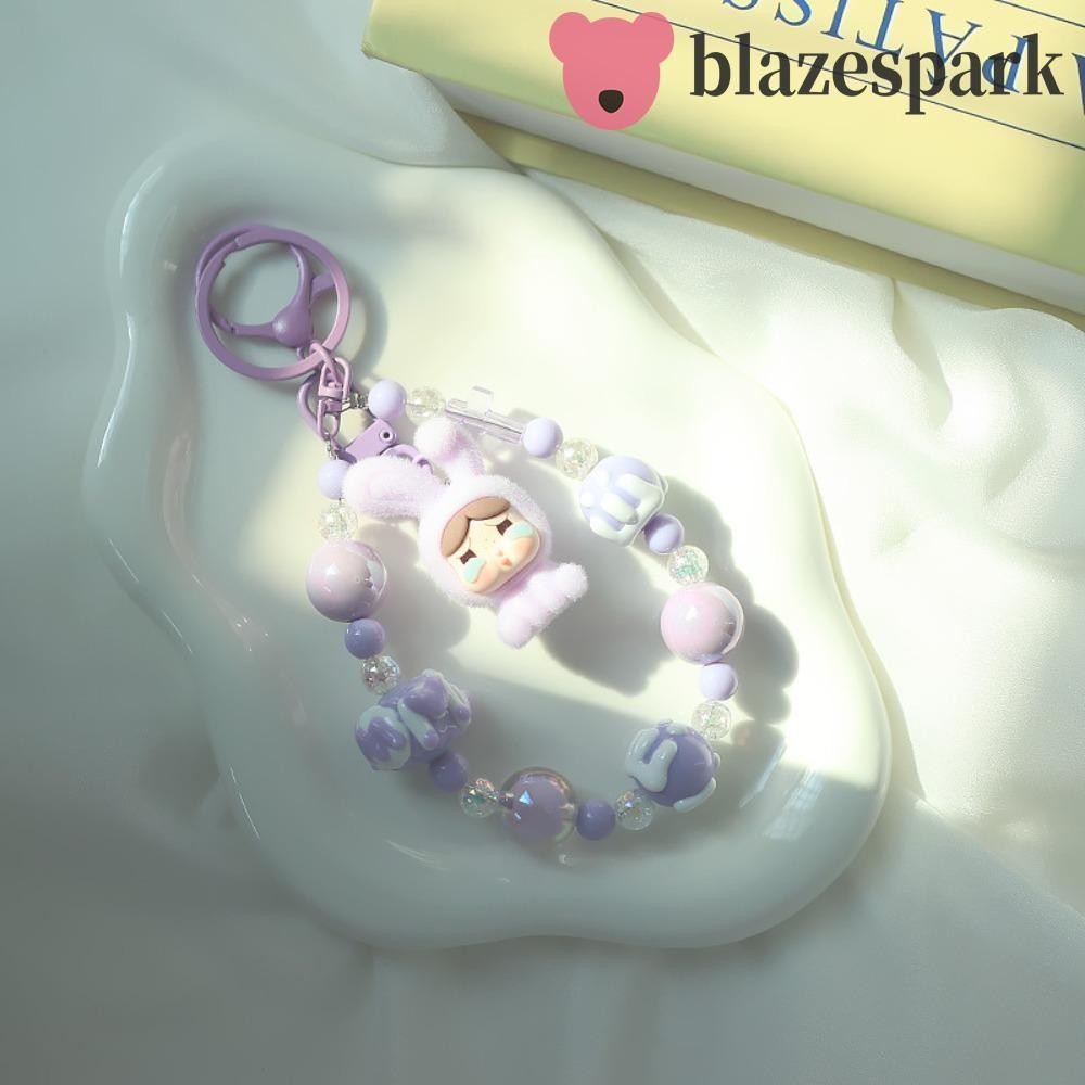 Blazespark Flocking Crybaby Key Ring, ซิลิกาเจลโบว์การ์ตูนตุ๊กตาพวงกุญแจ, 3D Pile เคลือบลูกปัด ...