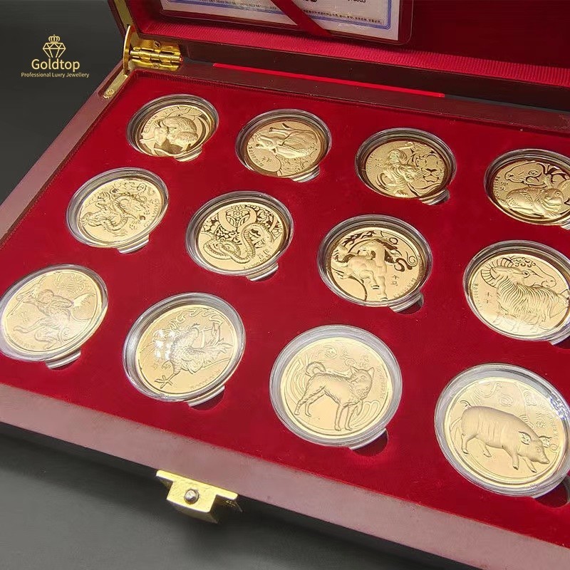 【Goldtop】12 pieces Zodiac signs set of (1.2g) 999/24K pure gold coins ...