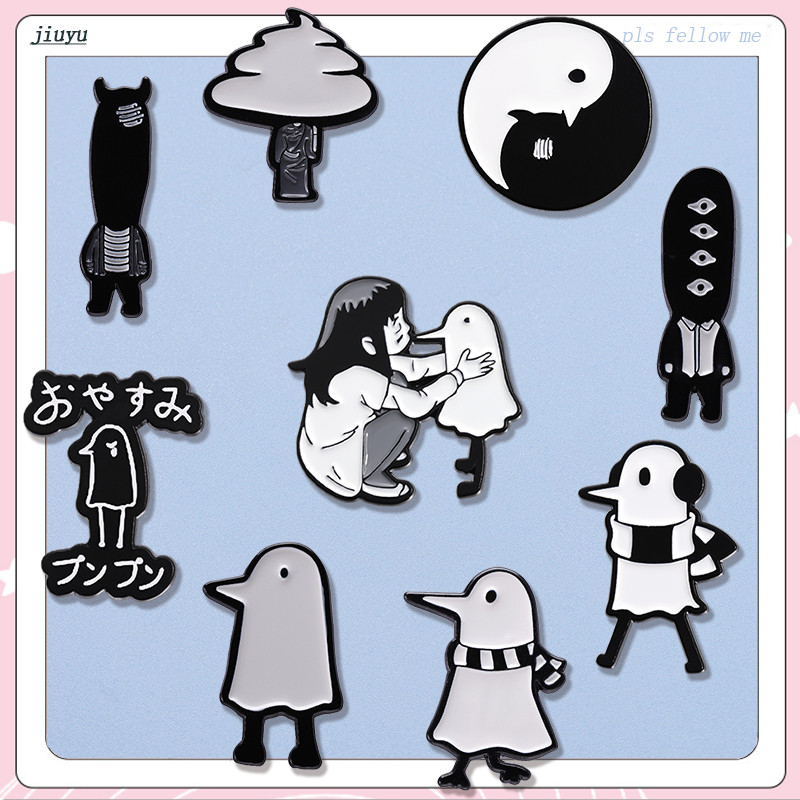 การ์ตูน Oyasumi Punpun เคลือบ Pins โลหะ Badge น่ารัก Cloud Bird Pin ปก ...