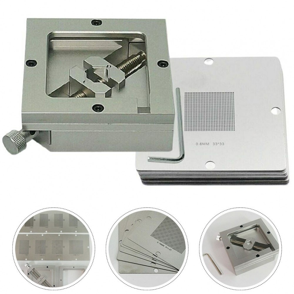 คุณภาพสูง BGA Reballing Kit 90 มม.Reball Fixture Jig พร ้ อมลายฉลุสากล ...