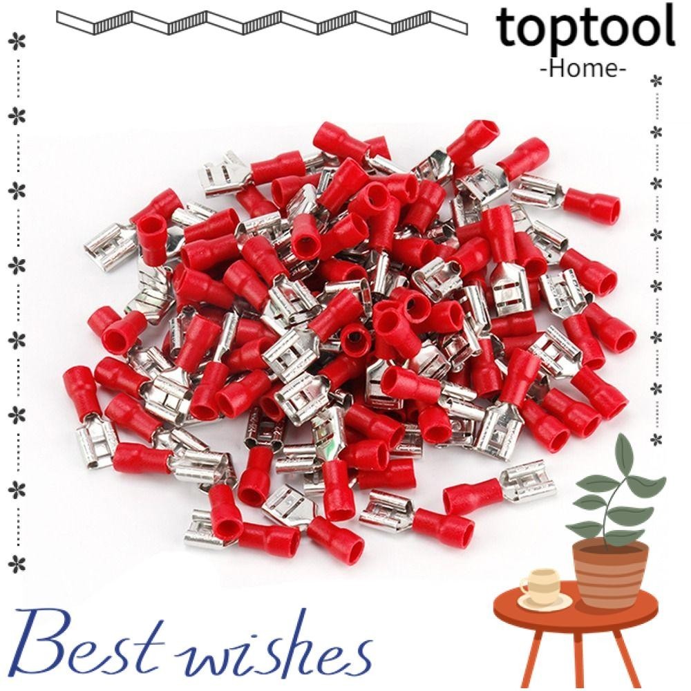 Toptool 1000PCS ฉนวนสายไฟจอบ, FDD1.25-250 AWG 22-16 ไฟฟ้า Crimp Terminal, Quick Disconnect 0.5-1 ...