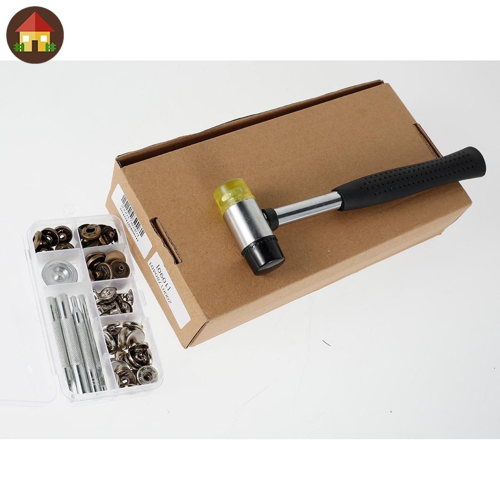 87pcs หนัง Snaps Fasteners ชุด 15 มม.ปุ่มโลหะ Snaps กด Studs 4 เครื่องมือติดตั้ง 1 ค้อน ...