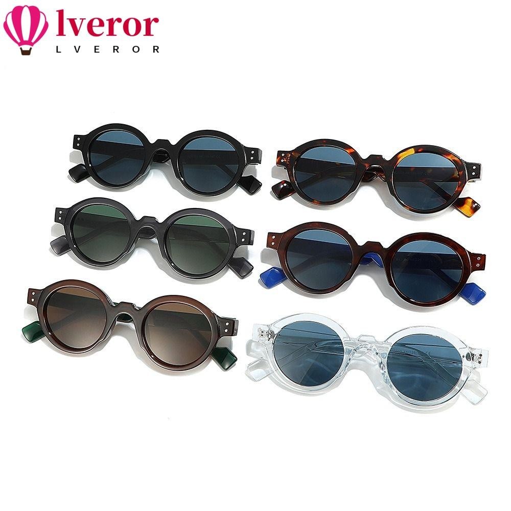 Lveror Punk Shades, เลนส์ UV400 แว่นกันแดดทรงกลม, เทรนด์คู่สี Rivets ตกแต่ง Retro Sun แว่นตา ...